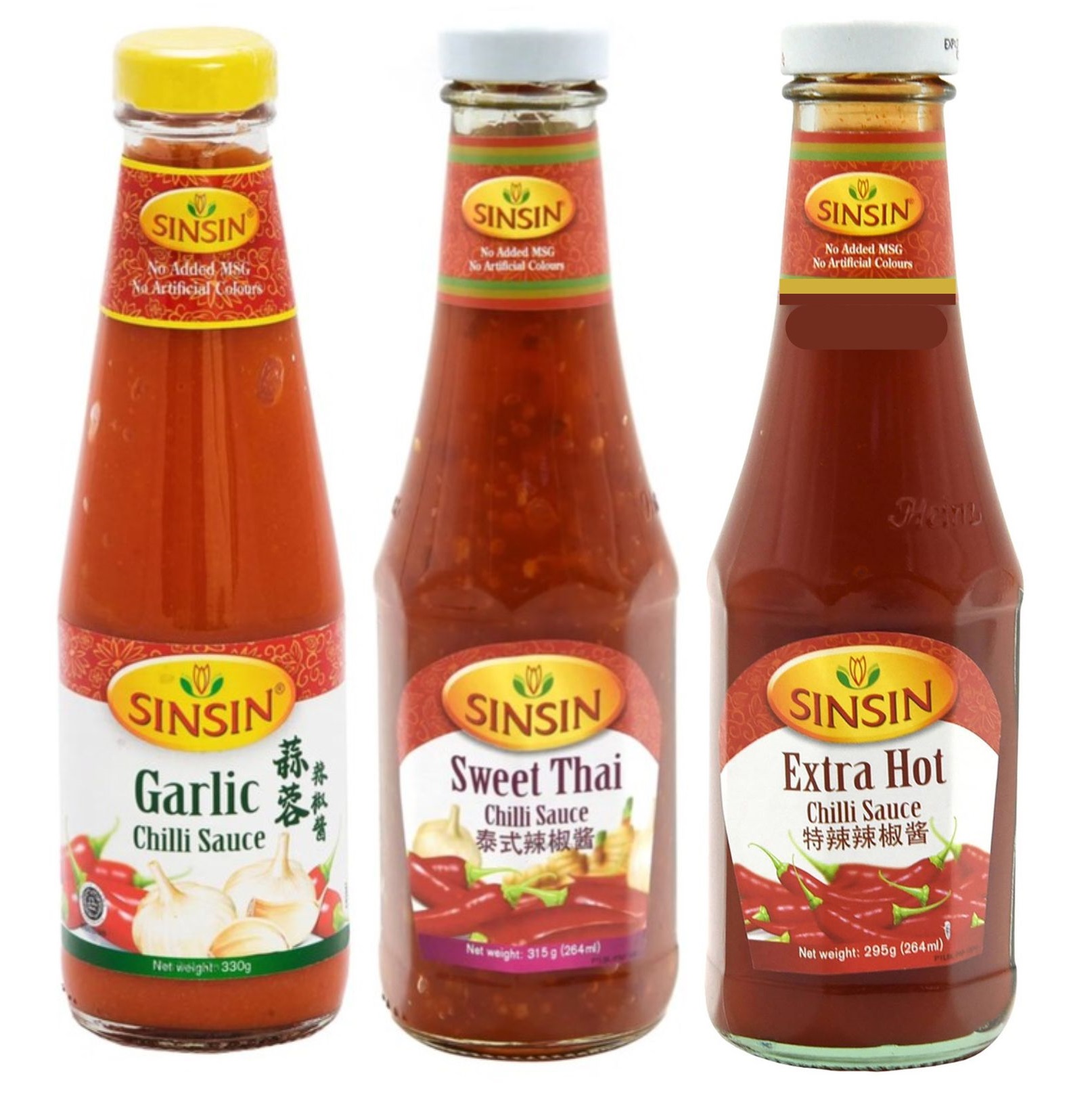 SINSIN Chili Sauces (Extra Hot | Garlic | Sweet Thai) (295g | 330g ...
