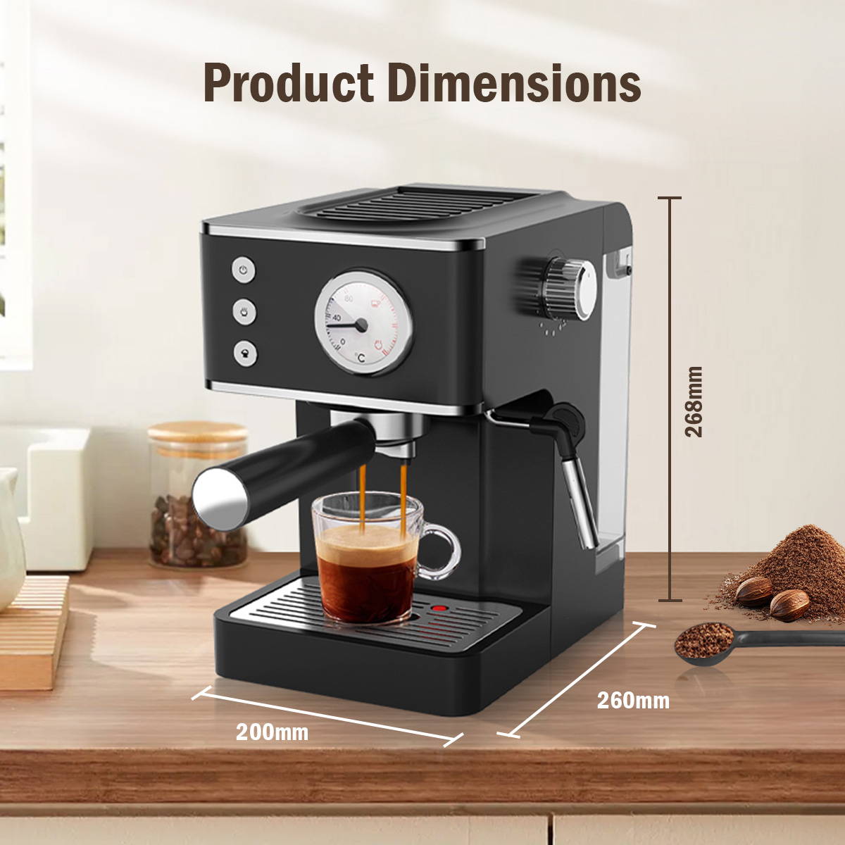 PowerPac Coffee Maker High Pressure 1.2L Water Tank, Coffee Machine ...