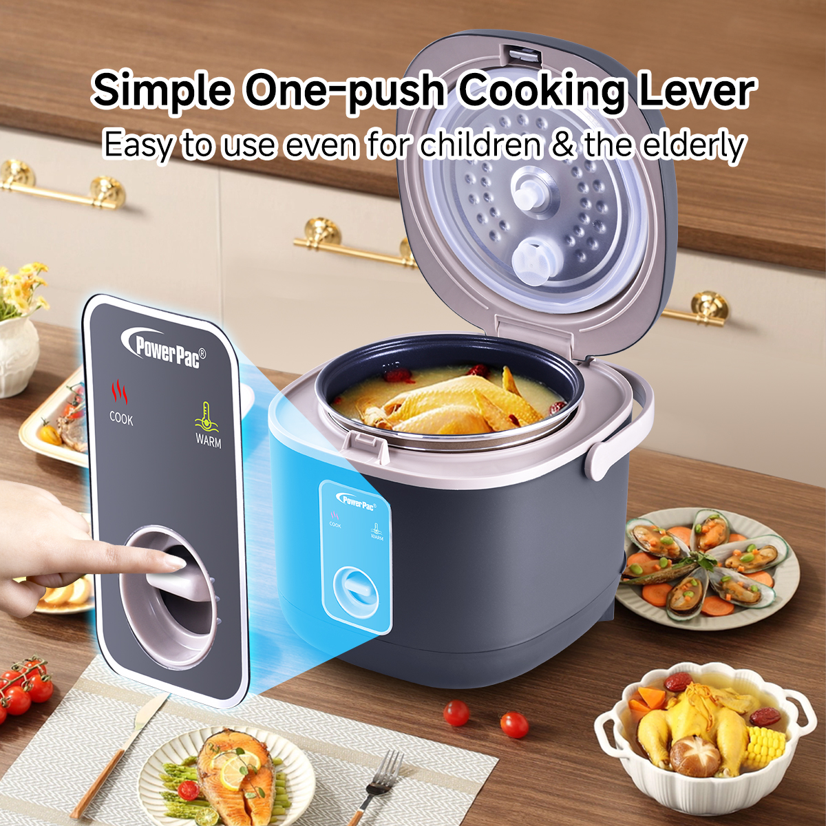 PowerPac Rice Cooker 0.8L with Steamer & non-stick Inner Pot (PPRC610 ...