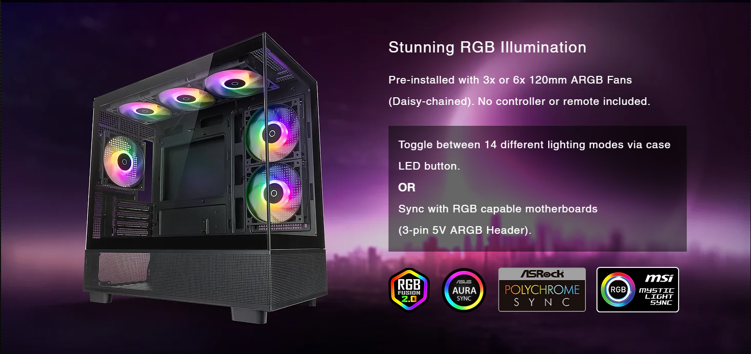 TECWARE INFINITY M ARGB - Omni Link DUAL TEMPERED GLASS MATX CASE - 3 x ...