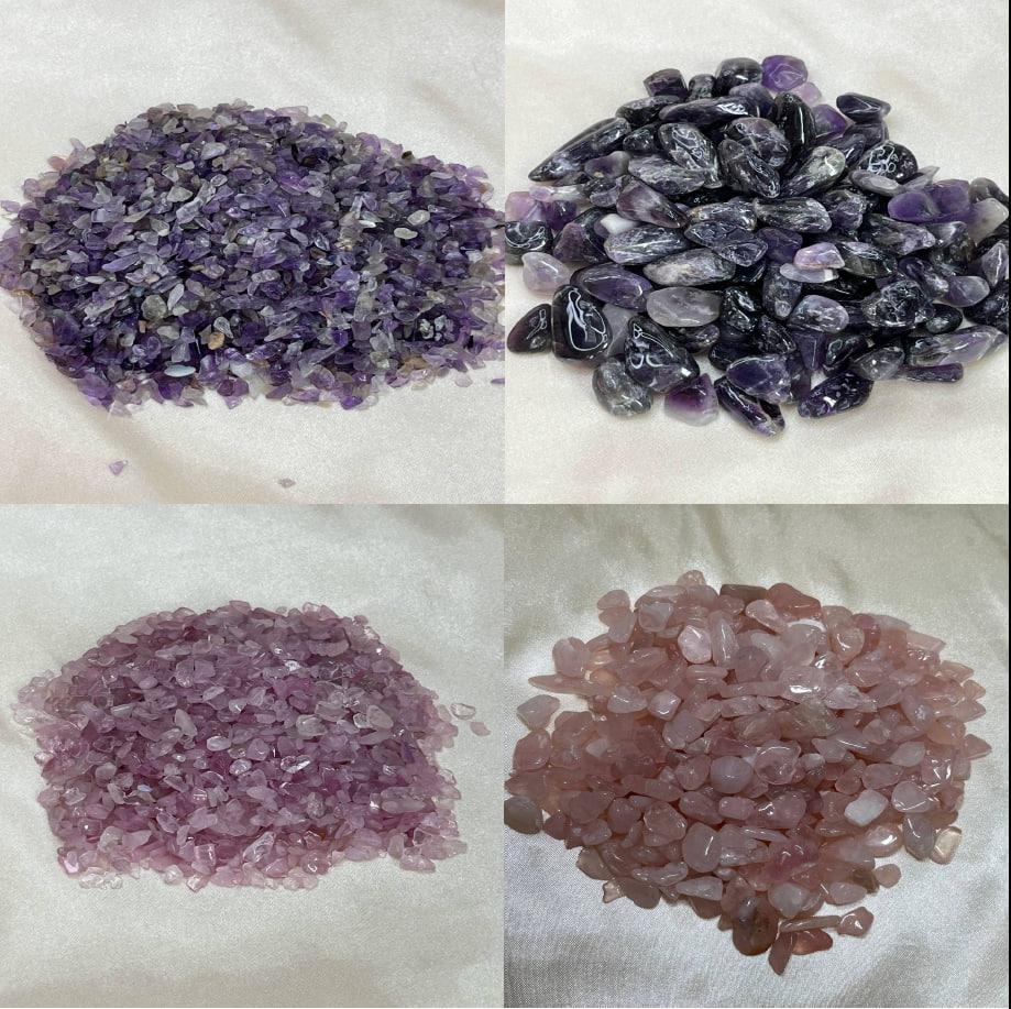 50g Natural Loose Crystal Chips Stones Amethyst Clear Strawberry Quartz ...