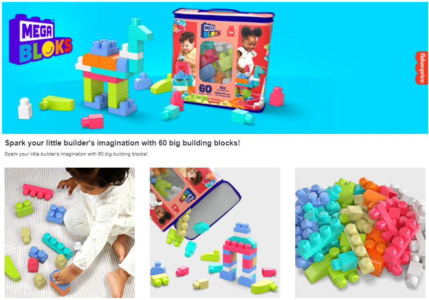 MEGA Bloks First Builders Big Building Bag - Pink (60 Pcs) For Baby ...