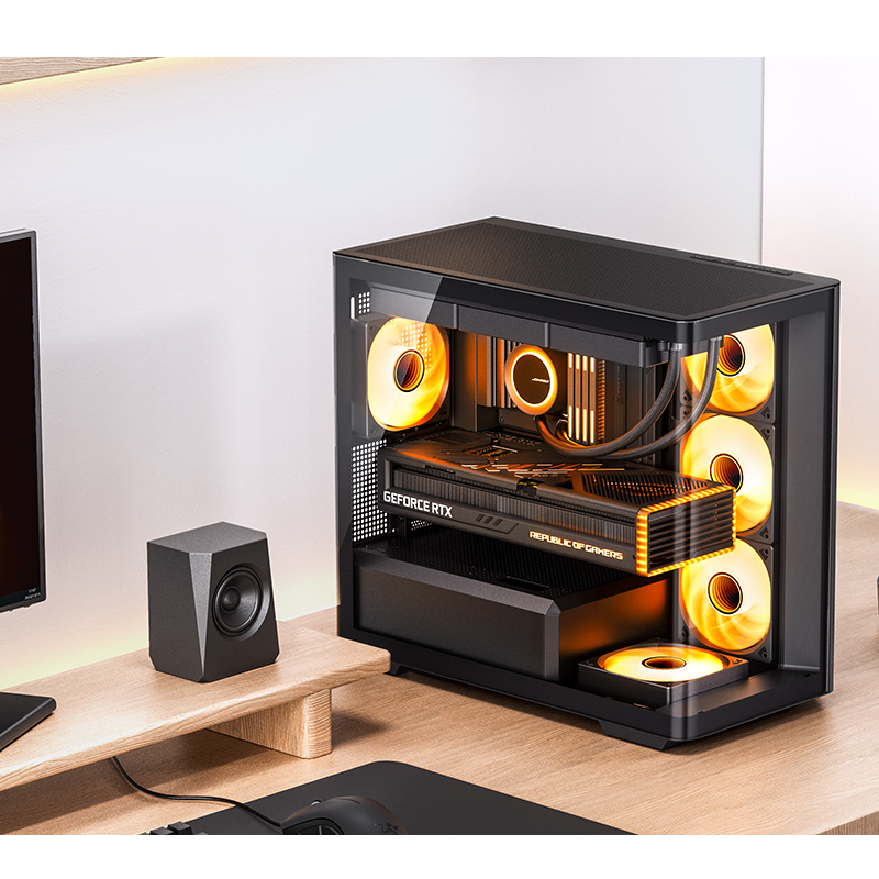 JONSBO D200 D300 BLACK / WHITE CURVE TEMPERED GLASS MATX DESKTOP CASE ...
