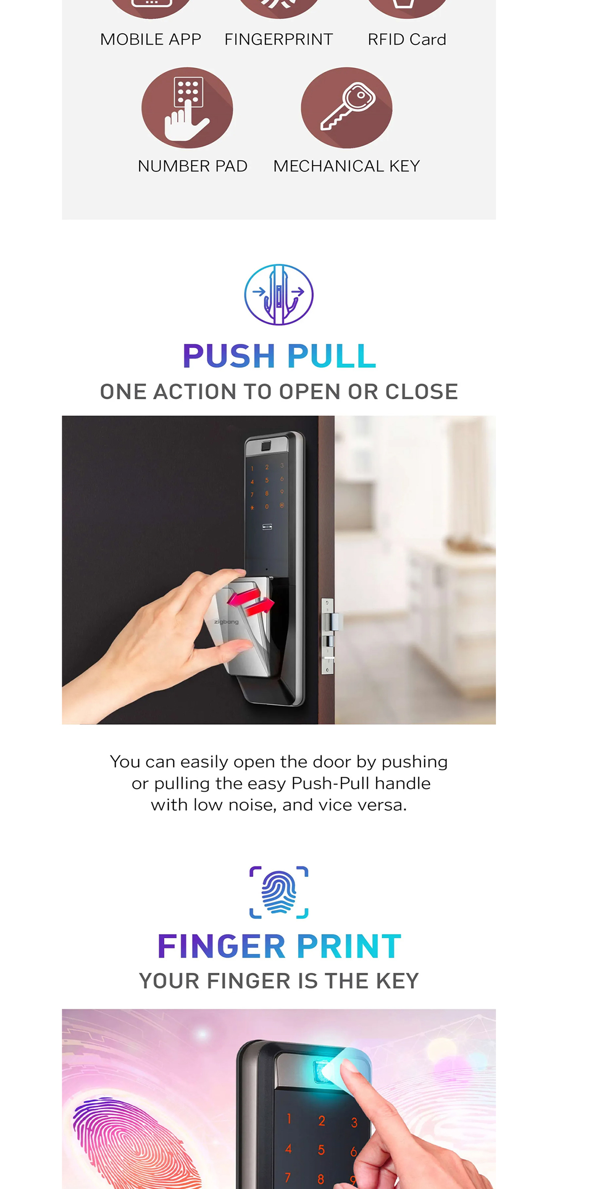 ZIGBANG SHP-DP609 WIFI DIGITAL LOCK. FINGERPRINT/CARD/PIN/KEY+WIFI ...