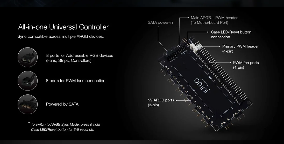 TECWARE Omni Hub 6 / Omni Hub 8 Ports PWM + ARGB Hub, SATA Powered ...