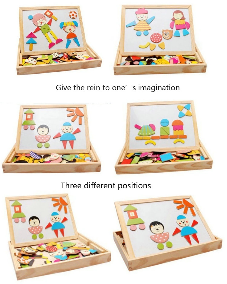 Wooden Magnetic Puzzles for Children with Storage Activity Box | Shopee ...