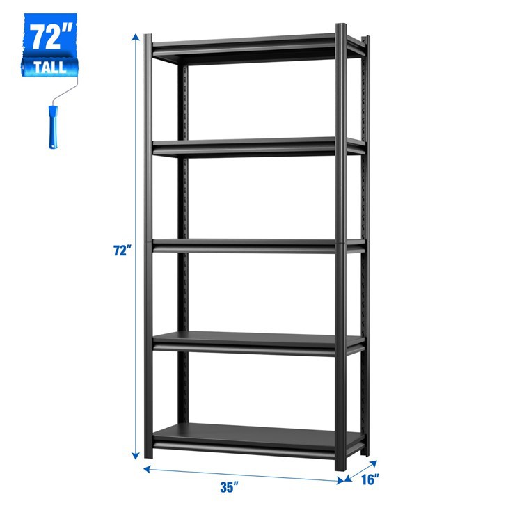 SteelMax 5 Tier Shelving Rack Black Boltless Storage Shelf Heavy Duty ...