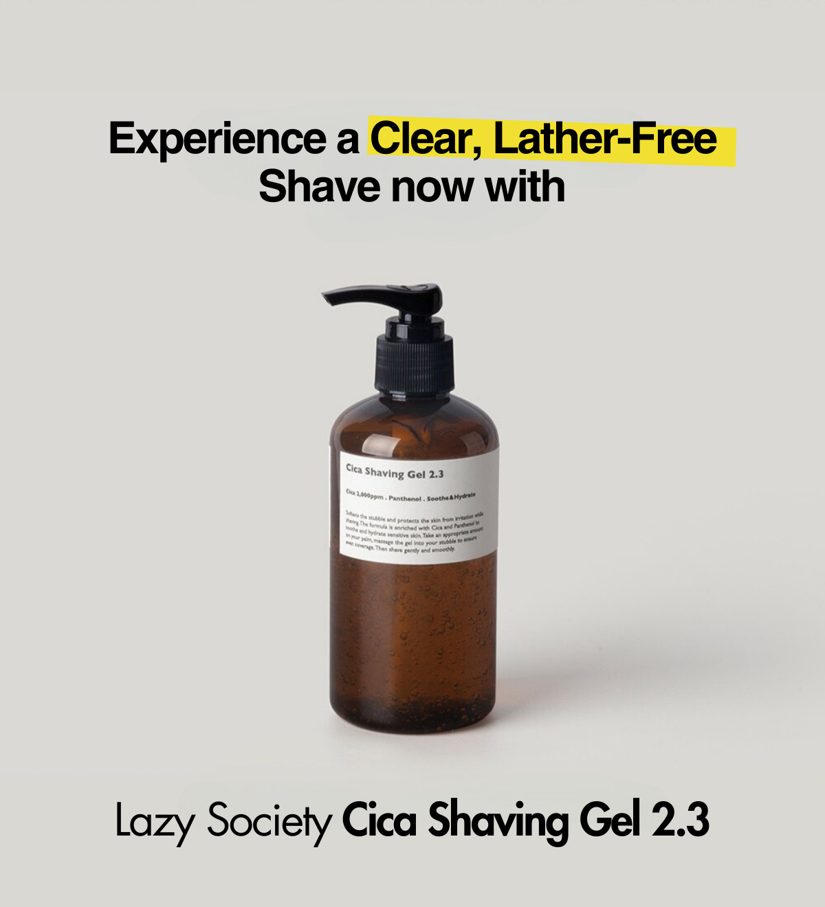 Lazy Society Cica Shaving Gel 250ml - Transparent Gel, Excellent ...