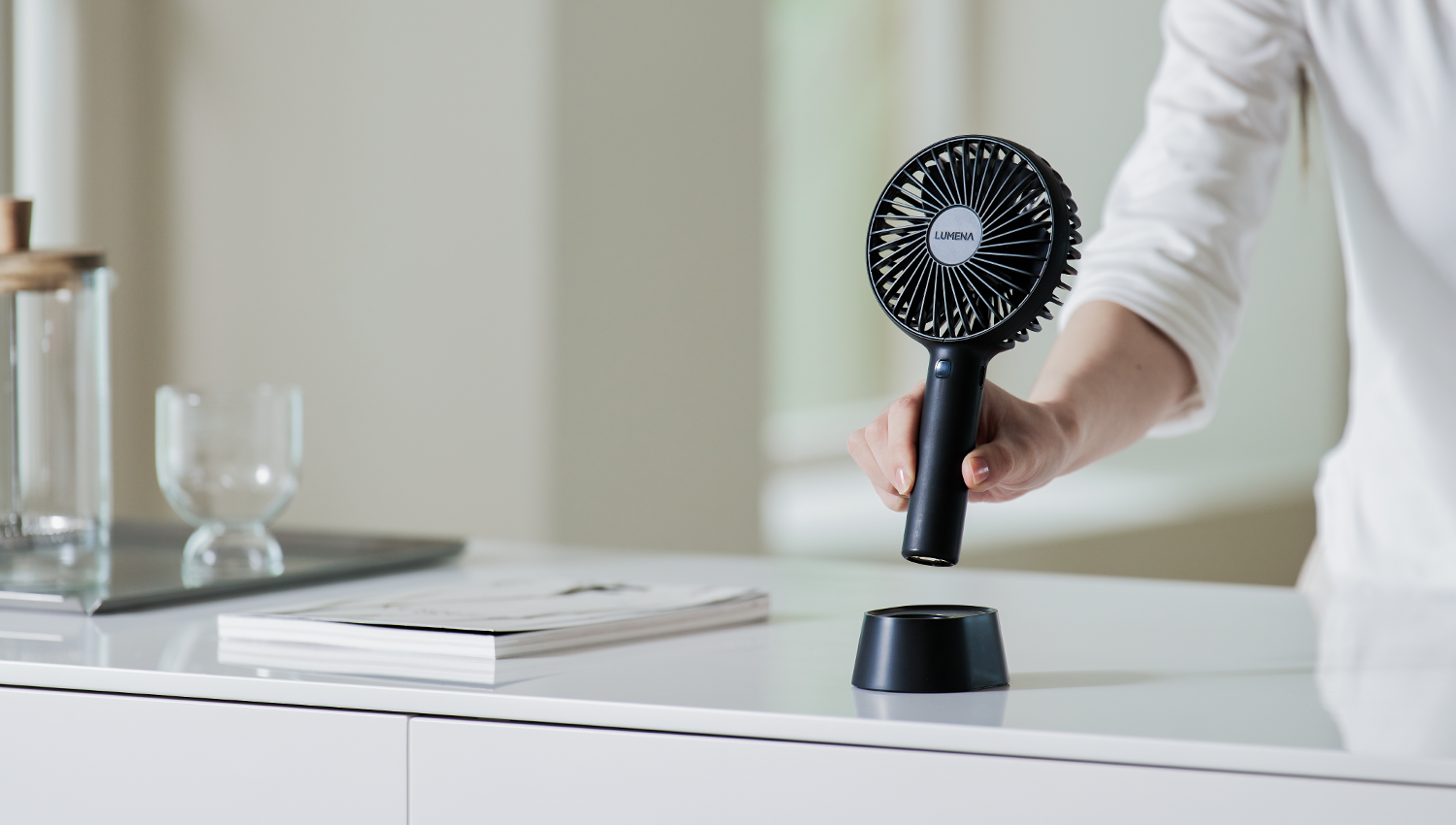 LUMENA Fan Pro4 Sleek Personal Cooling Device Fan USB Rechargeable ...