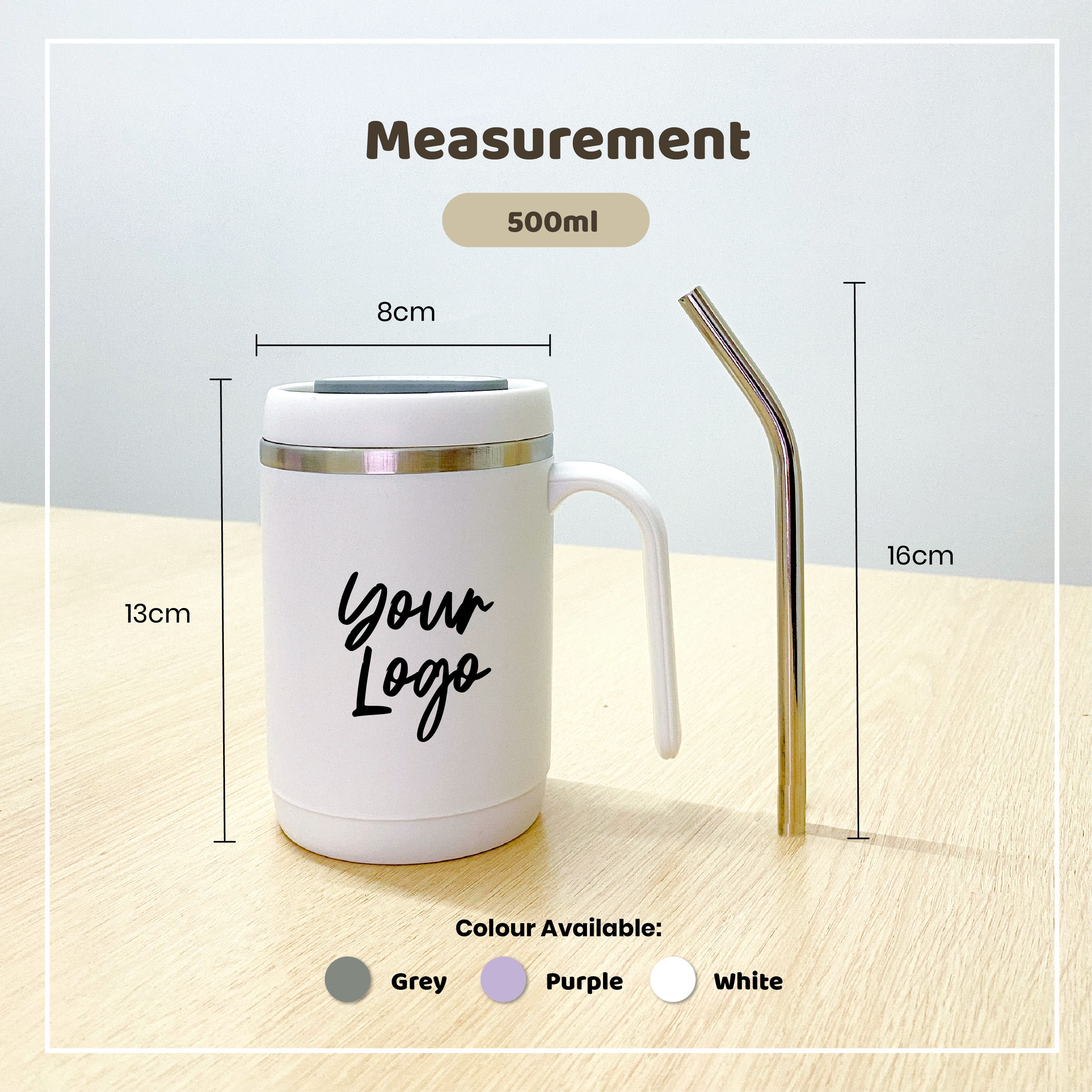 Personalised 500ml SUS316 Mug with Lid | Coffee Mug Non-slip Leak-Proof ...