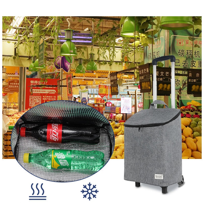 Foldable Grocery Shopping Cart Market Trolley with Wheels | Shopee ...