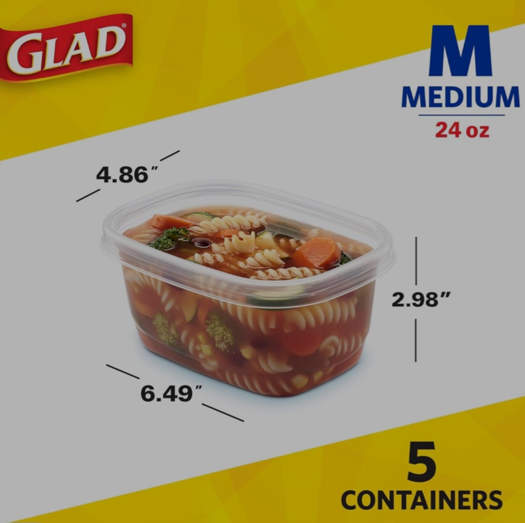 Glad Ware Soup & Salad Food Storage Containers with Lids, 5's | Shopee ...