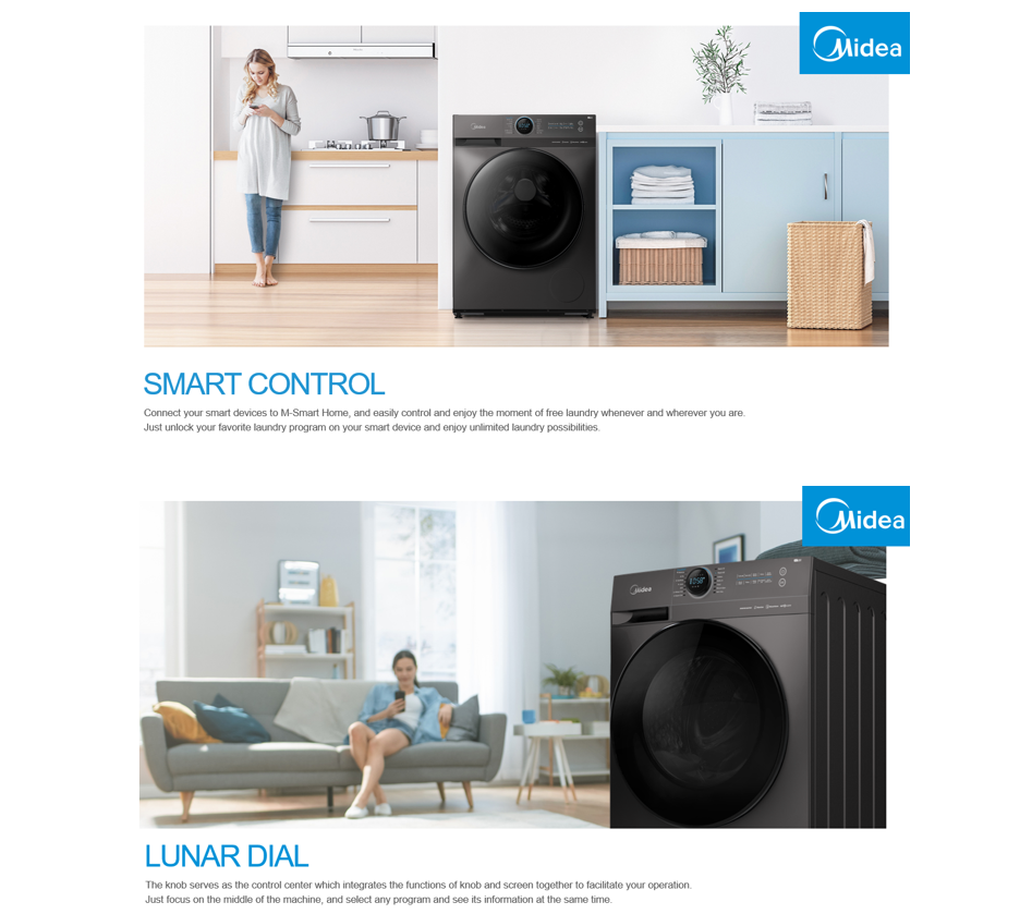 MIDEA MF200W85BT 8.5KG FRONT LOAD WASHER + 2 YEARS WARRANTY | Shopee ...