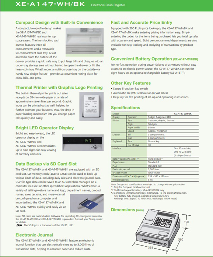 Sharp XE-A147 & XE-A137 | Casio SE-S100 | Olympia CM80 & CM90 ...