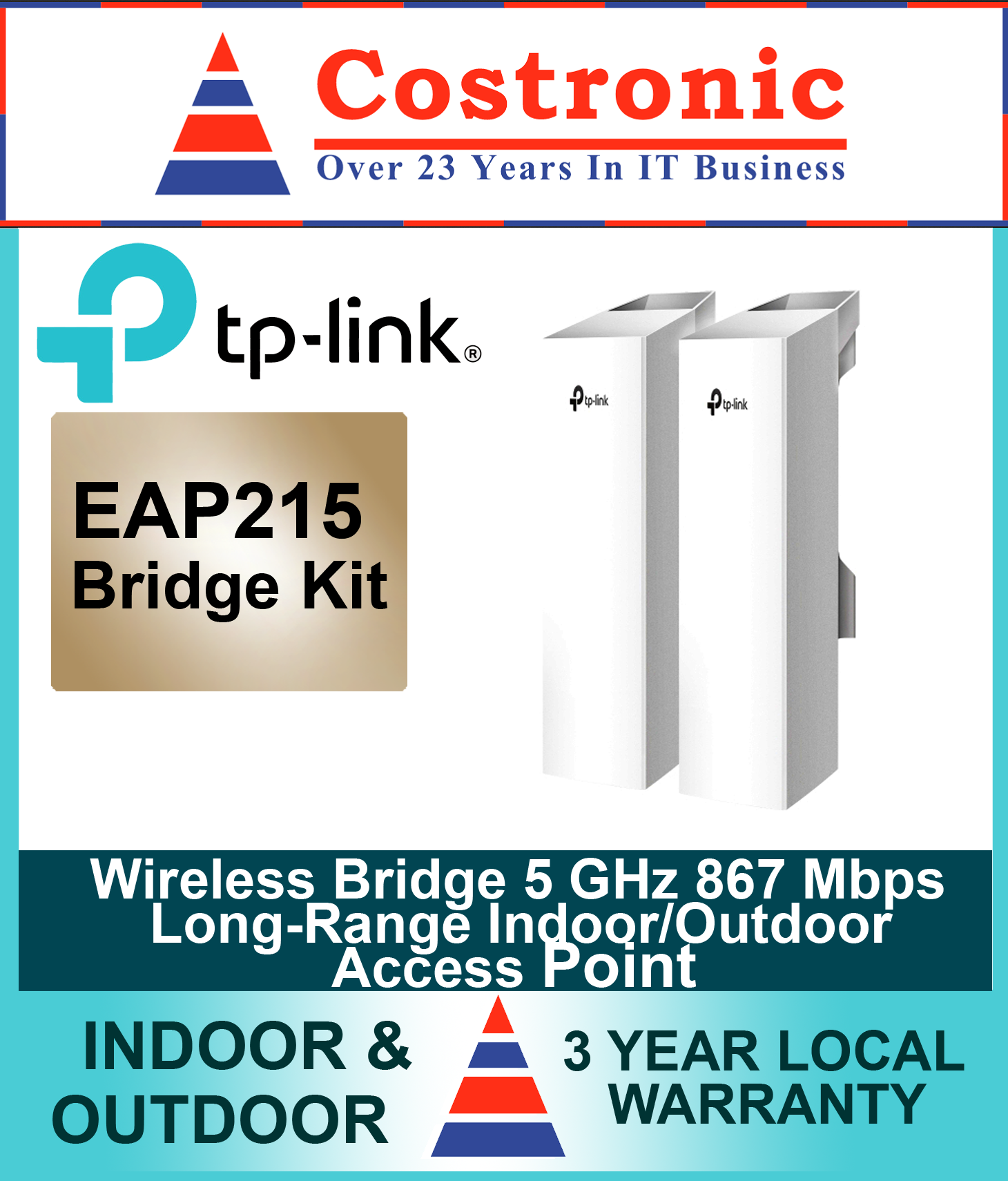 TP-link EAP215-Bridge Kit Wireless 5GHz 867Mbps Long-Range Indoor ...