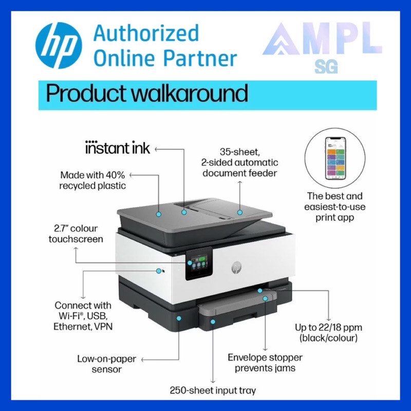 HP OfficeJet Pro 9120e All-in-One Printer | $50eVoucher | Print copy ...