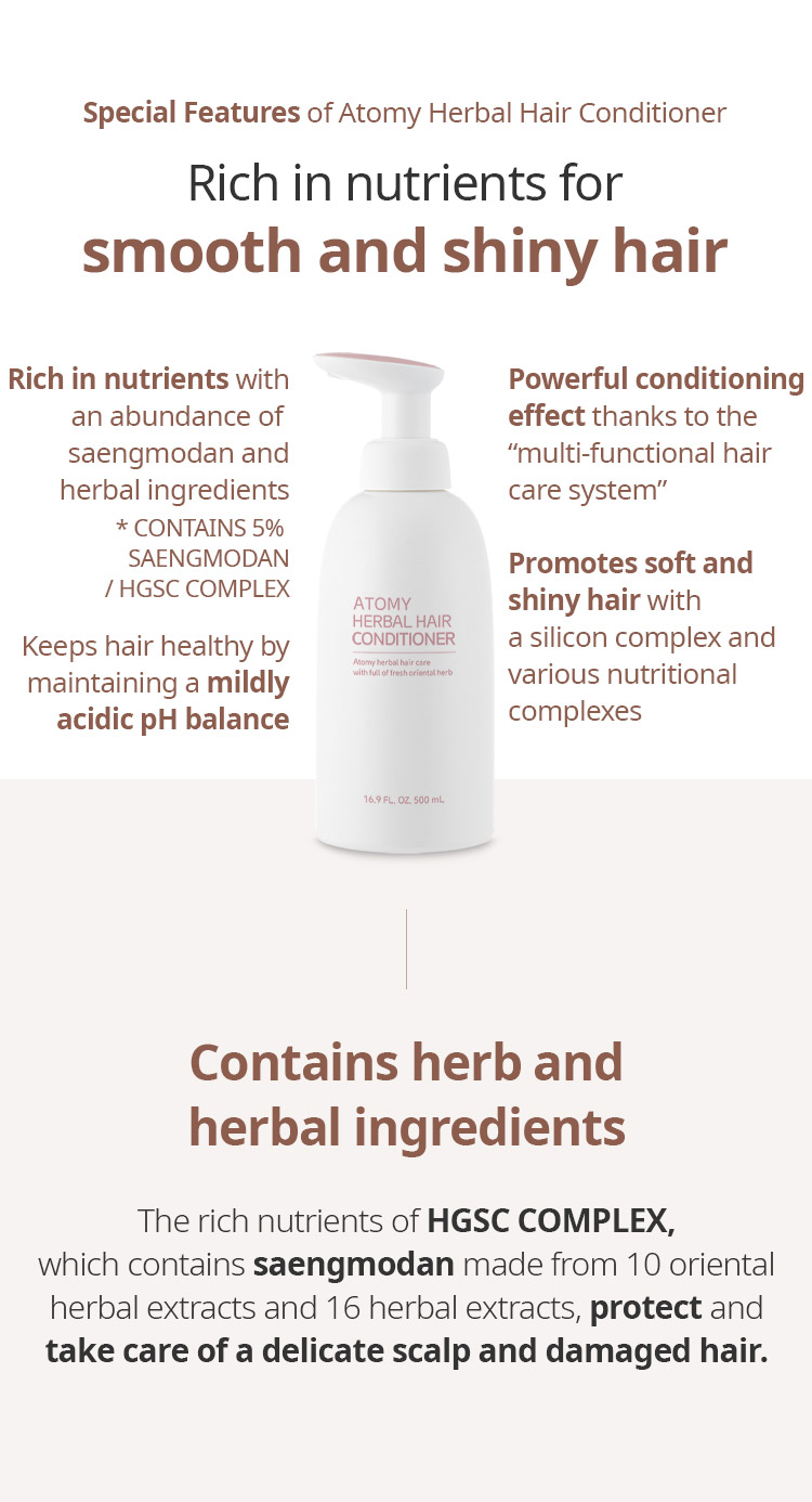 Atomy Herbal Shampoo 1EA & Herbal Hair Conditioner 1EA 500g 艾多美 草本洗发水 ...