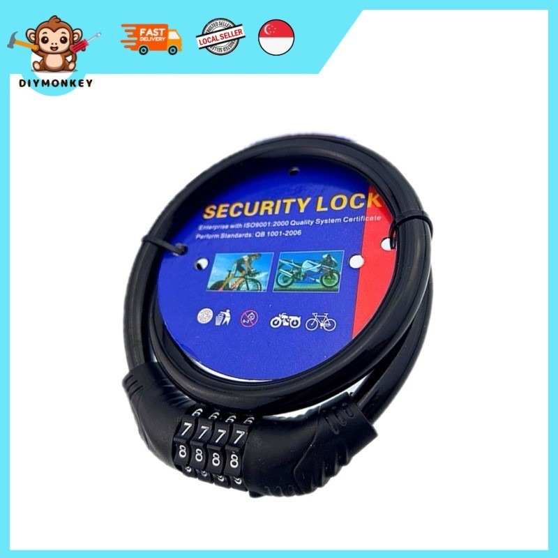 (DIY MONKEY) 4 Digit Bicycle Lock Security Bike Lock | Shopee Singapore