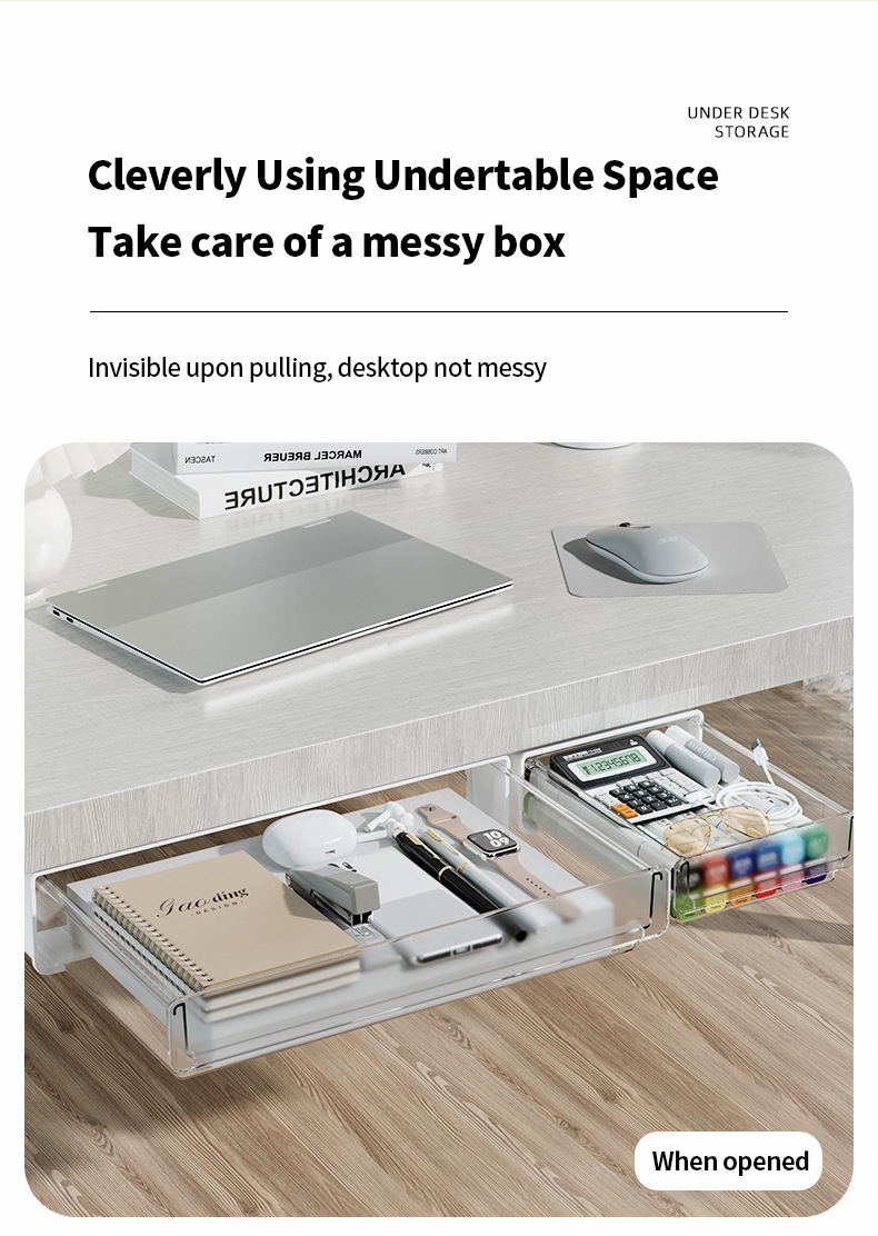 (HOME+) Drawer Style Storage Box Under Desk Large Capacity Office Desk ...