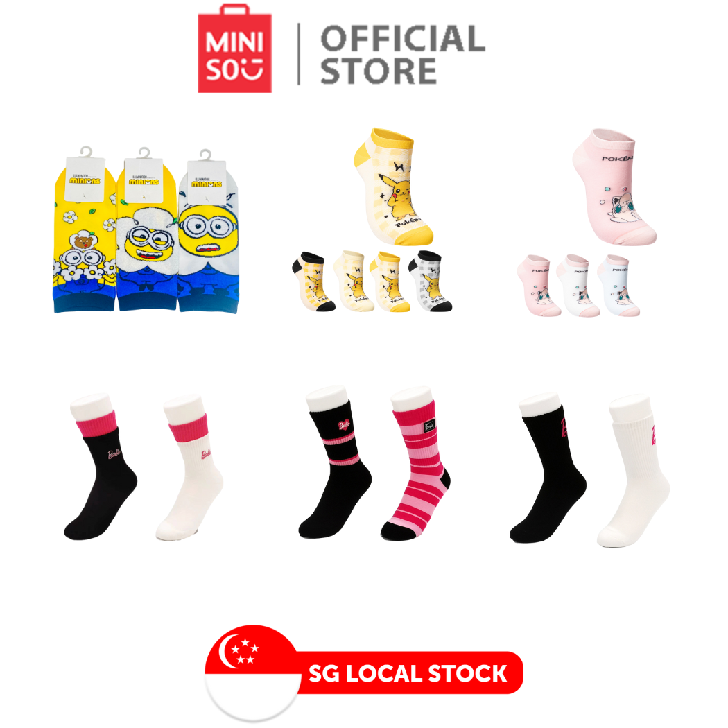 MINISO Barbie Collection Double Cuff/Cool Style Crew Socks/Athletic ...