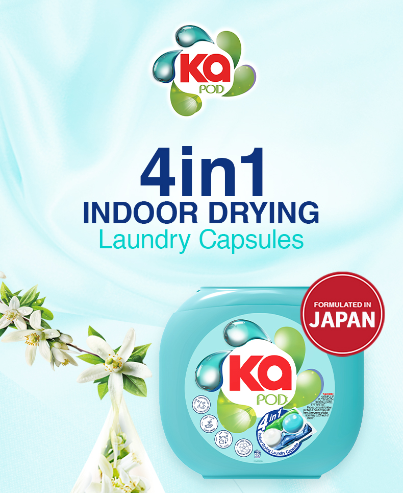 Ka 4in1 Laundry Capsules Refill 50 Pods x 6 Packs – Indoor Drying | Shopee Singapore