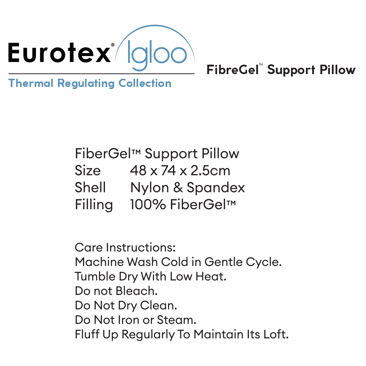 Eurotex Igloo, Cooling Fibregel Support Pillow, 100% Microfiber Filling ...