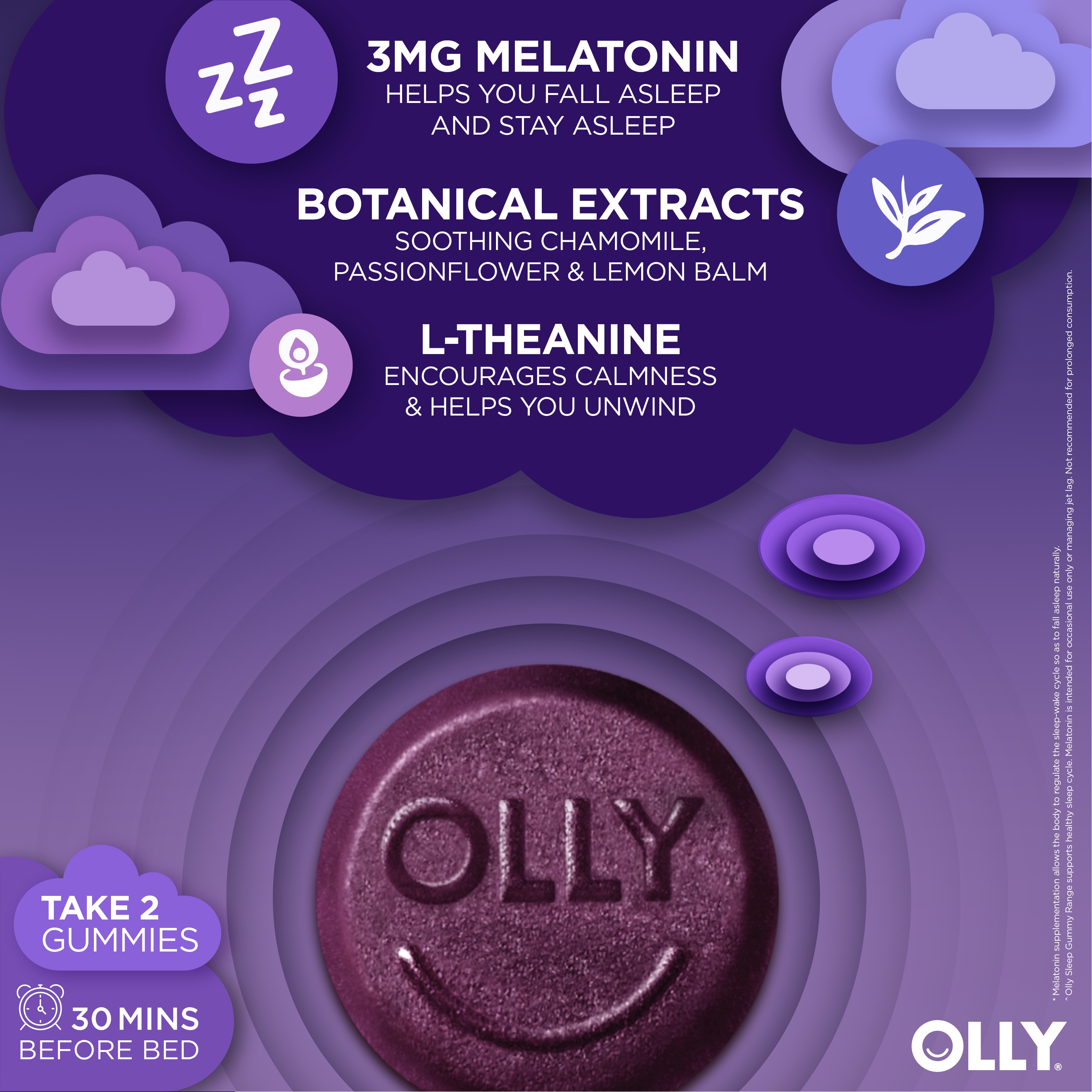 [Bundle of 3] OLLY Sleep Gummy Supplements with Melatonin 25 Day Supply ...