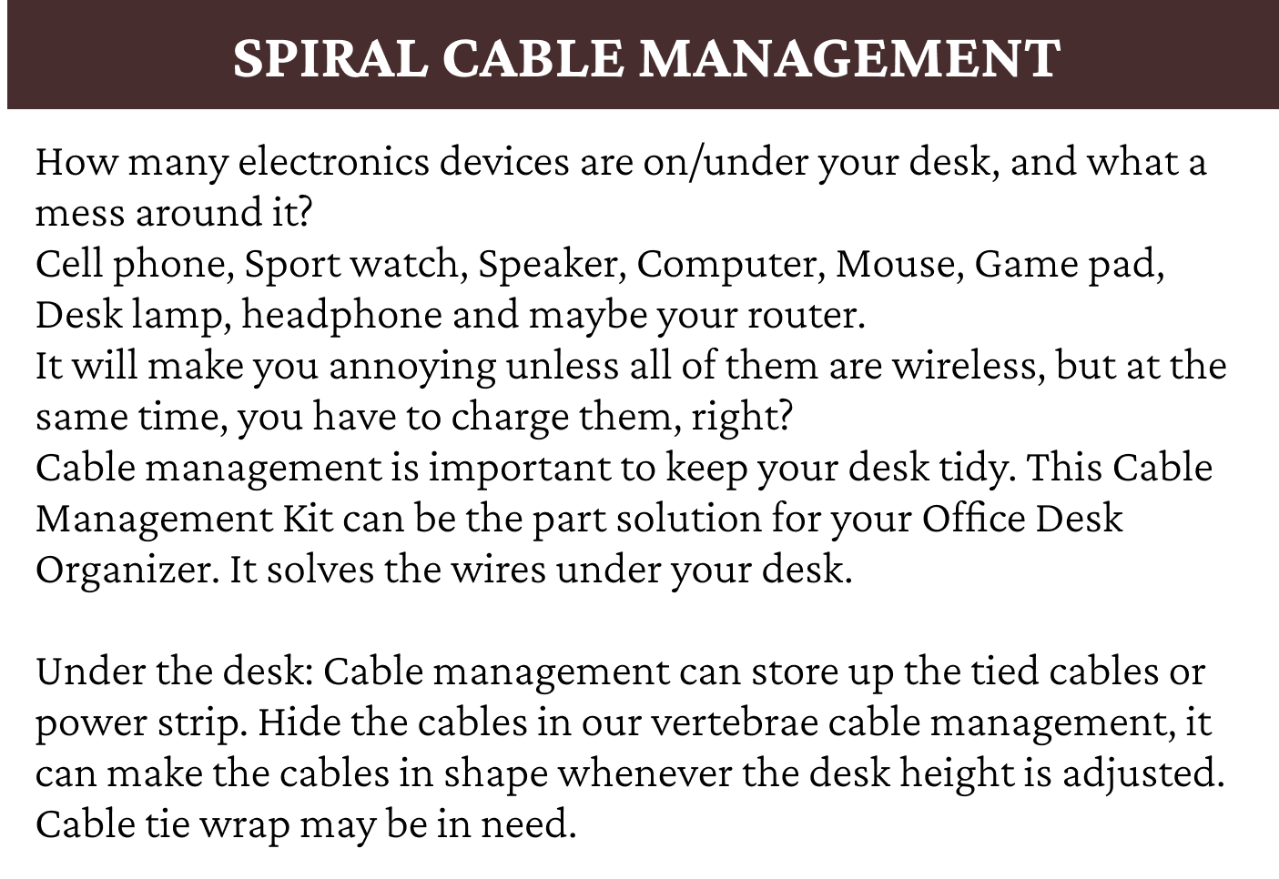 Newstar Spiral Cable Management, Cable Snake, Wire Organizer for Office ...