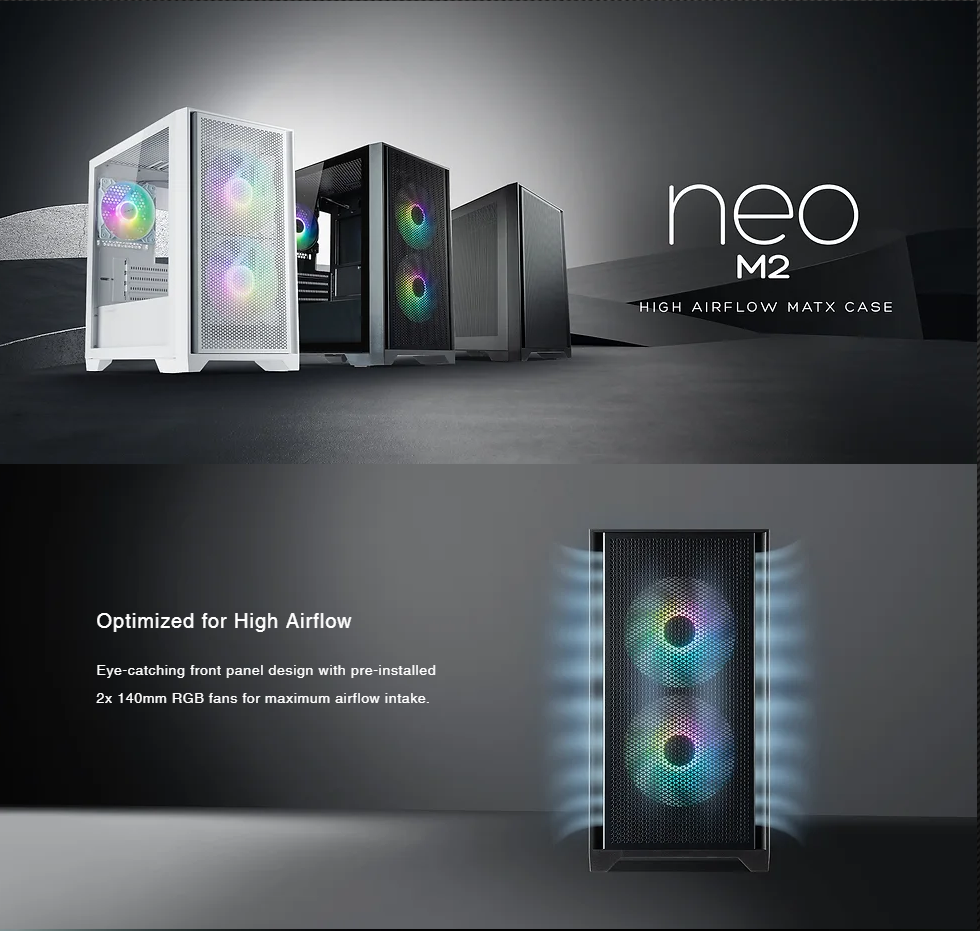 TECWARE NEO M2 HIGH AIRFLOW MATX CASING | STEEL/BLACK/BLACK ARGB/WHITE ...