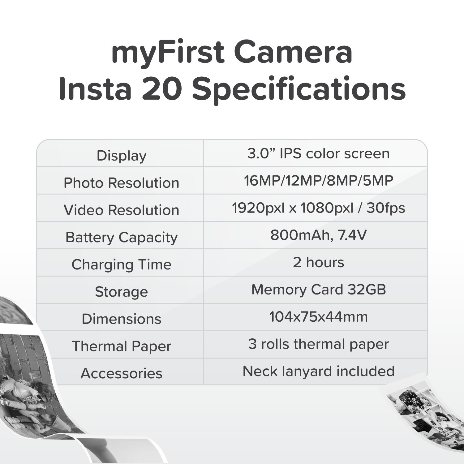 NEW ARRIVALS myFirst Camera Insta 20 - 16MP Instant Print Camera with ...