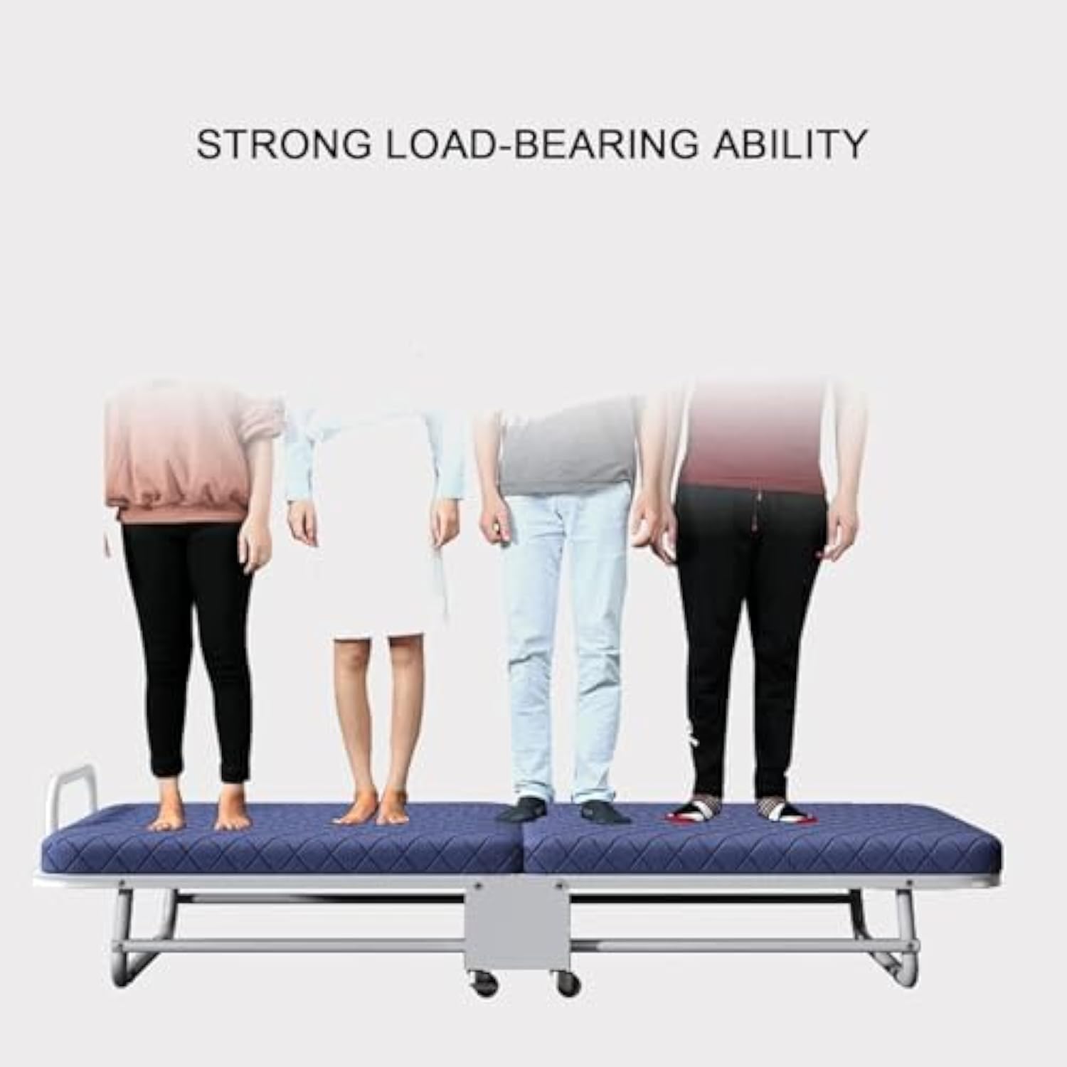 Portable Folding Single Bed 2-Fold Modern Metal Foldable Bed with ...