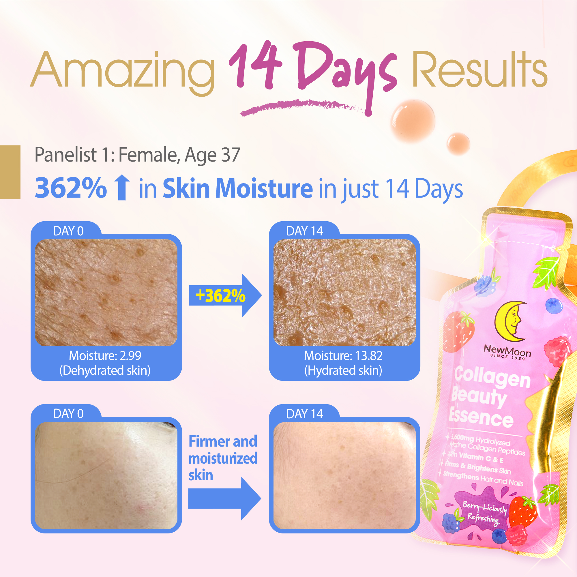 New Moon Collagen Beauty Essence 5600mg 30ml x 15 sachets FREE Bird's Nest Manuka Honey 150g x ...