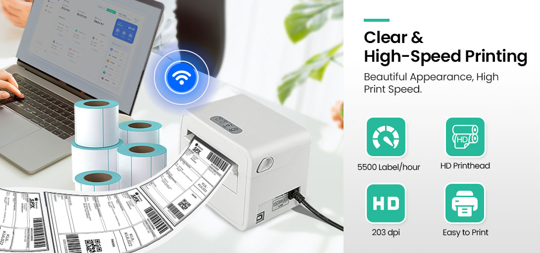 Thermal Printer Bluetooth Waybill Barcode Shipping Label Consignment ...