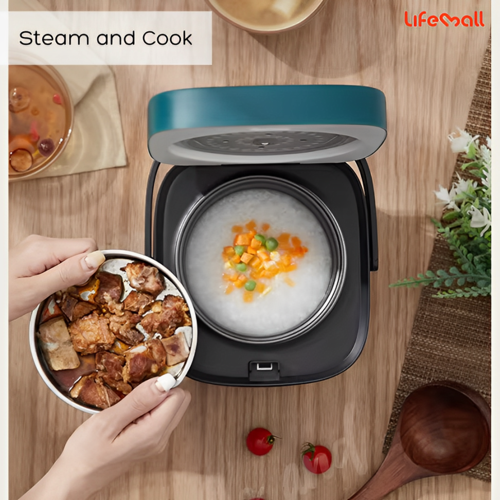 LifeMall - JIASHI 1.2L (2 Cups of Rice) Mini Electric Non-Stick Rice cooker | Shopee Singapore