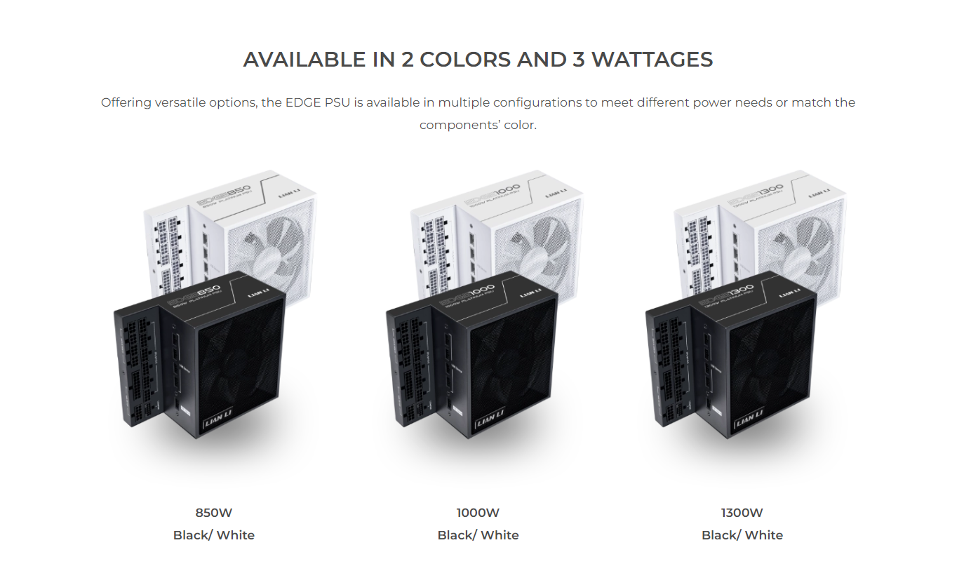 Lian Li Edge 1300 / 1000 / 850 Power supply - Black / White Platinum ...