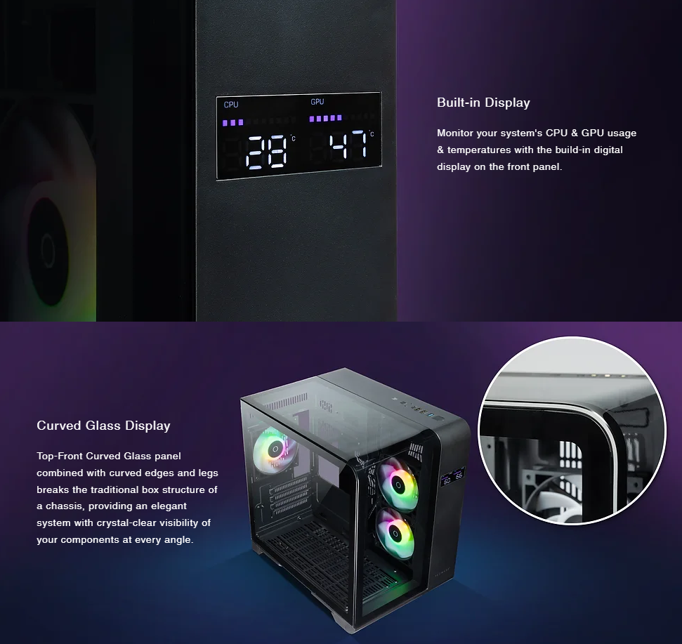 TECWARE ARC / ARC M ARGB CURVED TG ATX / MATX CASE WITH CPU & GPU ...