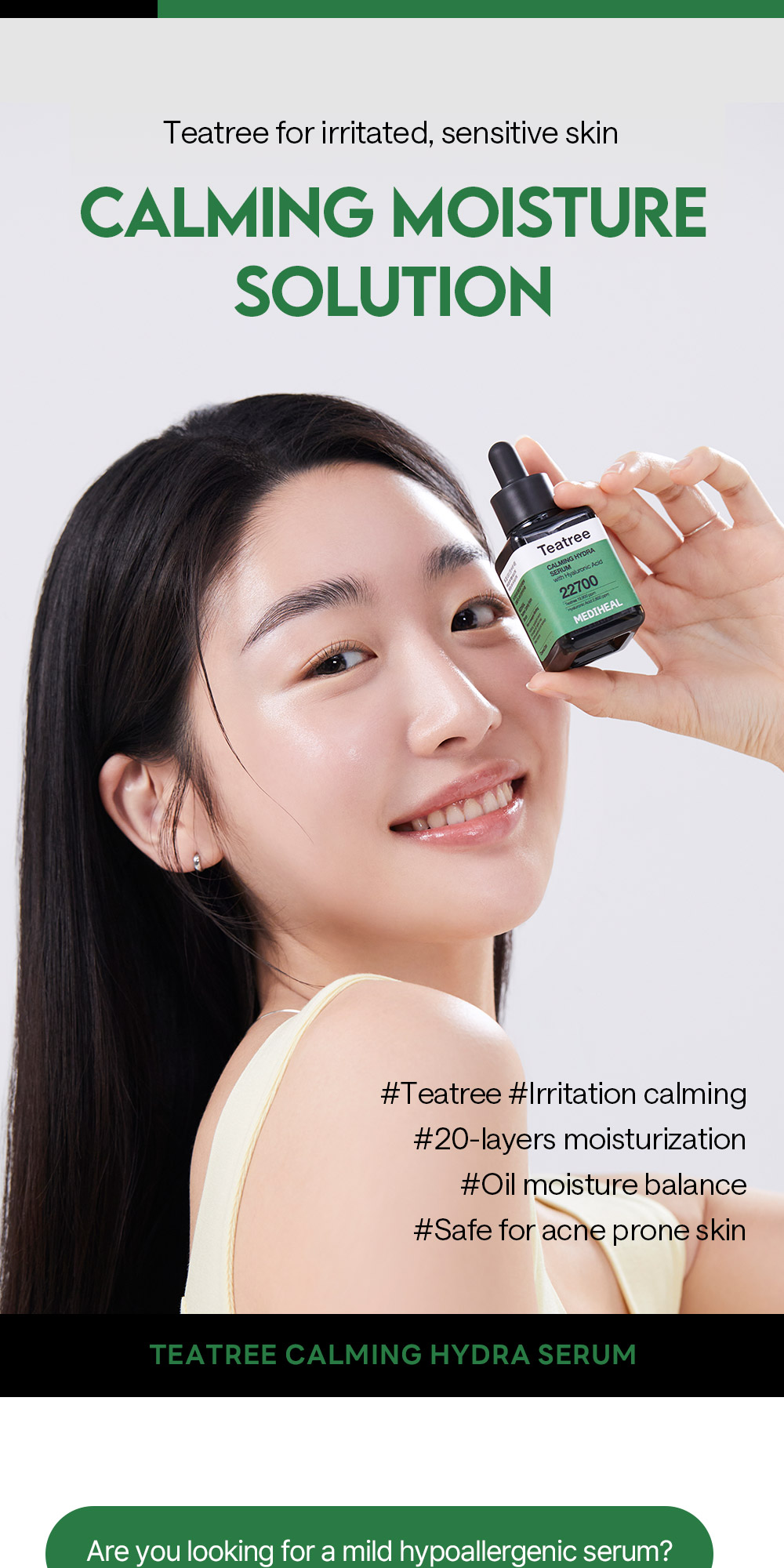 MEDIHEAL *NEW* Tea tree Calming Hydra Serum 40ml (Teatree, Hyaluronic ...