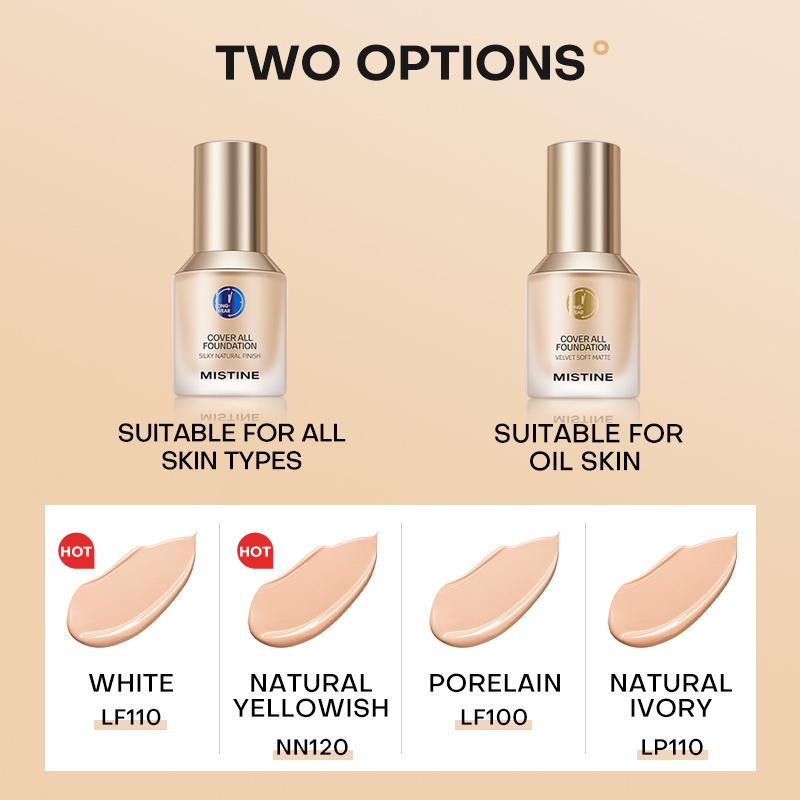 Mistine Cover All Foundation 30g (Limpid And Soft Focus / Mist And Soft Focus) | Shopee Singapore