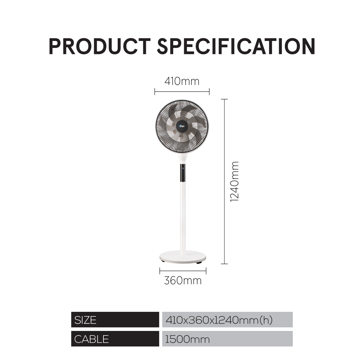 iFan Stand Fan , Powerful DC Motor Fan with OSC & remote control, Quiet ...