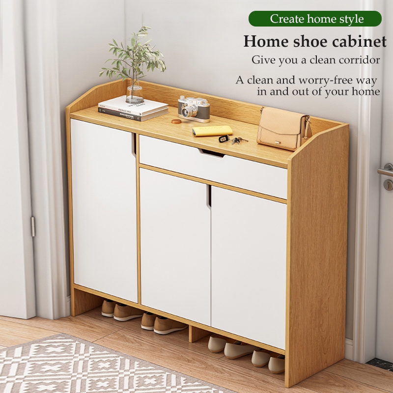 Shoe Cabinet Living Room Entrance Cabinet Removable Laminate Shoe Rack ...