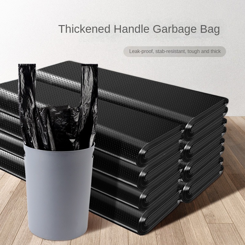 【SG Ready Stock】 Garbage Bag Thick Handle/Drawstring/Flat Black Trash ...