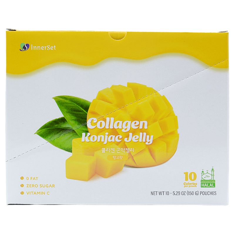 INNERSET Collagen Konjac Jelly–Mango Flavour, 150gX10 Pouches, Zero Fat ...