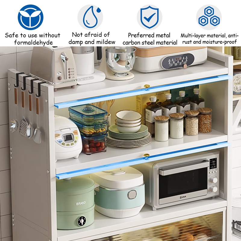 Kitchen Storage Cabinet With Wheels Dust-Proof Locker Cupboard Kitchen ...