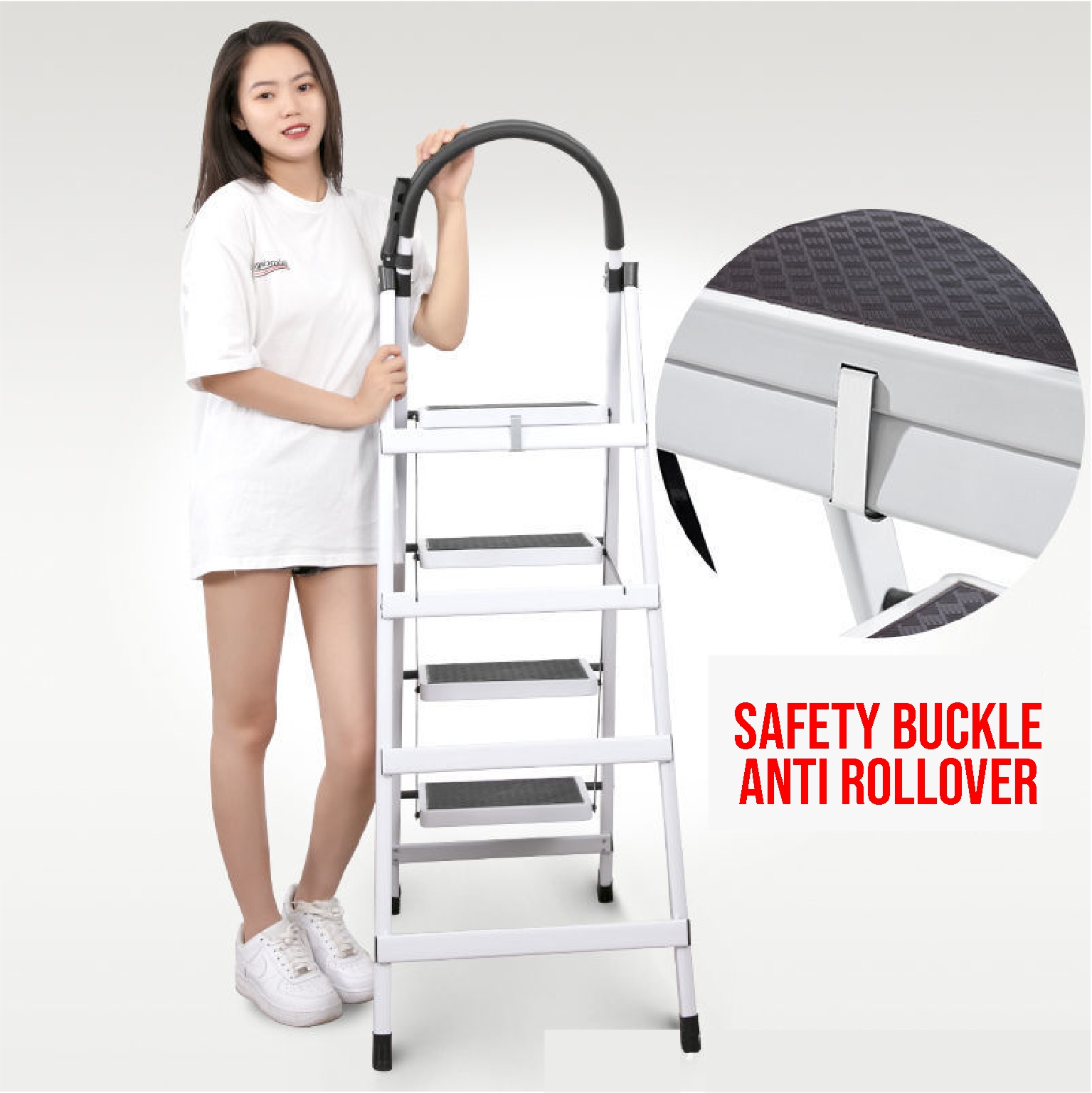 🇸🇬Koala Home🔥Stool Step Foldable Ladder Anti-Slip Carbon Steel ...