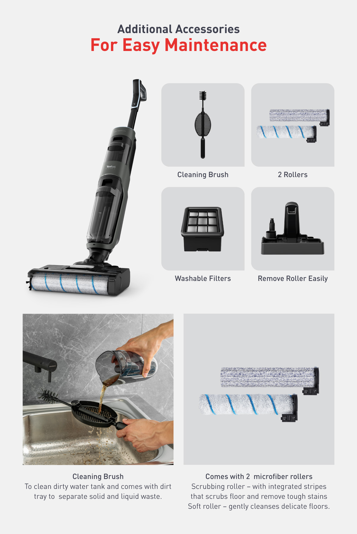 Tefal X-Clean 4 Wet & Dry Handstick Vacuum GF5035 - 2-in-1 Vacuum ...