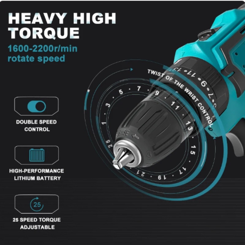 Wall Drill Electric drill 24 PCS Set Cordless Drill Hand Impact Drill ...