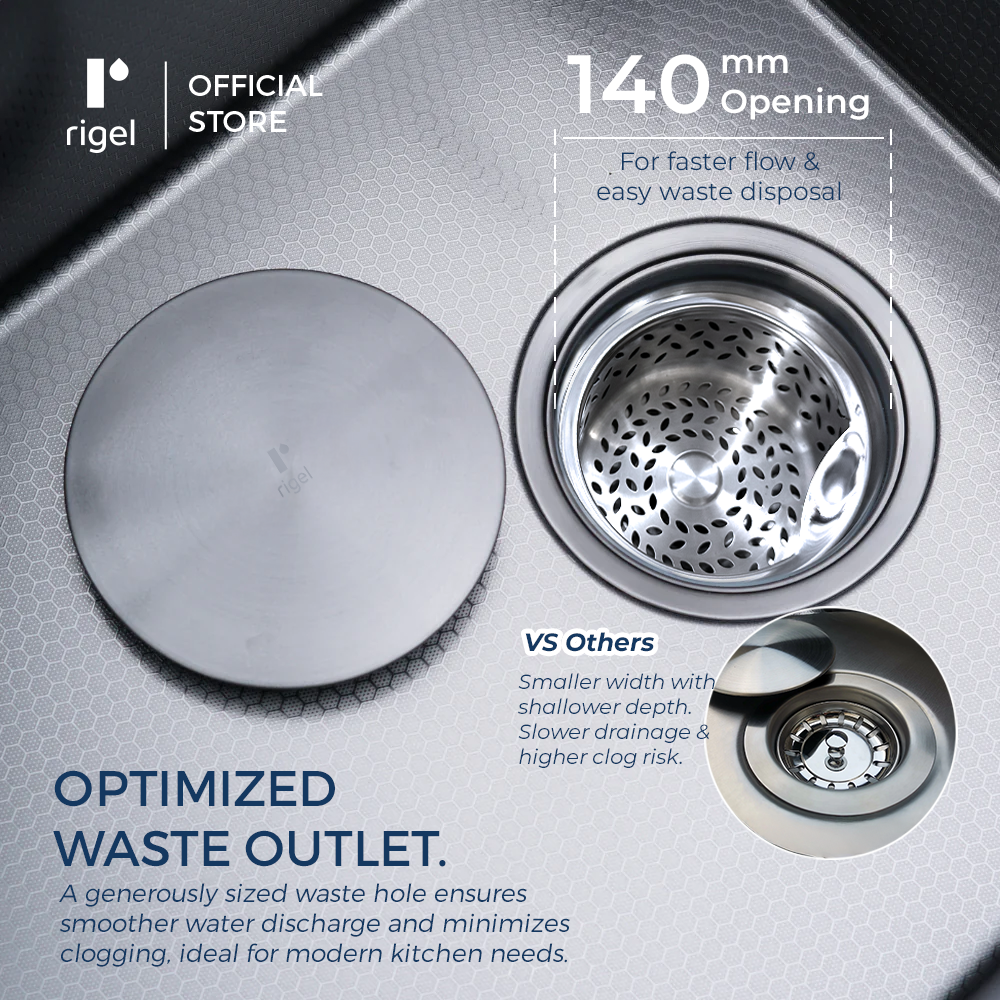 RIGEL Scratch Resistance Kitchen Sink SNK6545SB-LINEN-250 | Shopee ...