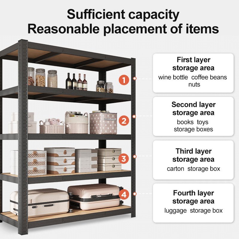 Metal Rack Storage Shelf Adjustable Rack Boltless Shelf Shelving Living ...