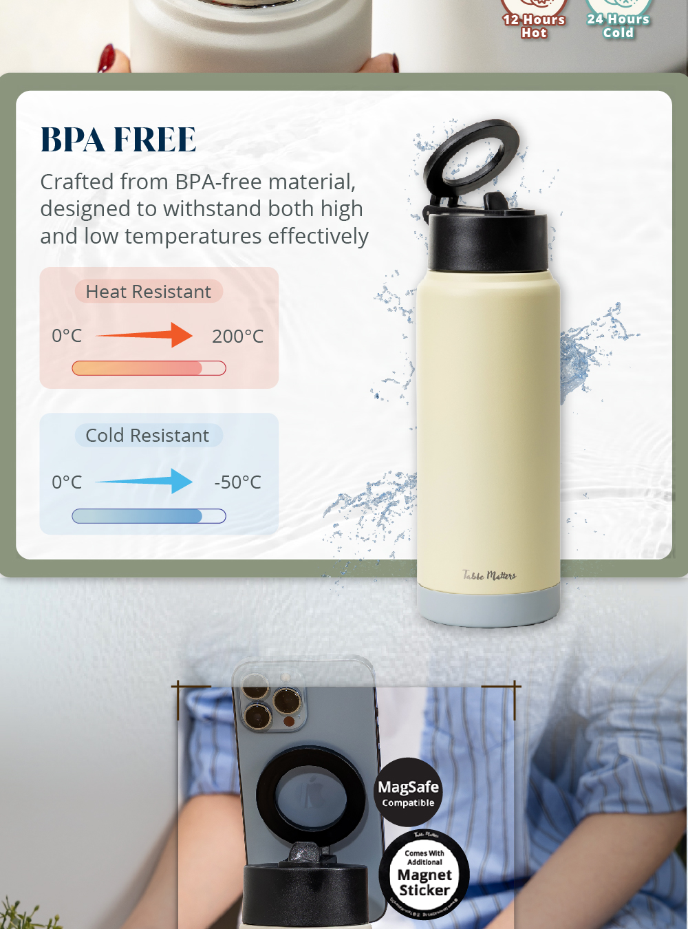 Table Matters - MAGSTIC -700ml iPhone Magsafe Compatible Thermal Water ...