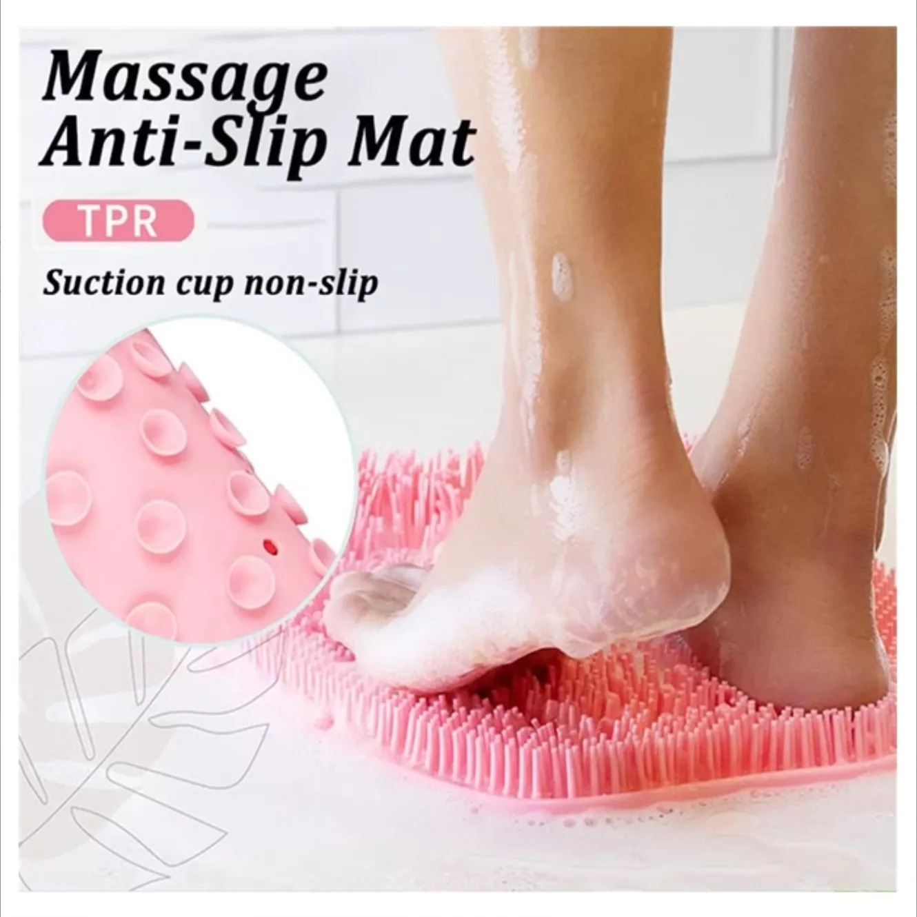 Hands-Free Back Scrubber & Foot Pad Set Bathroom Massage Mat ...